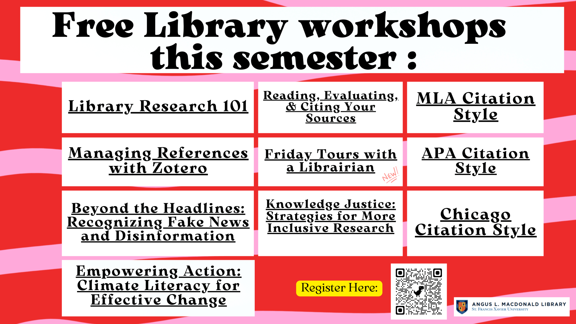 Research Skills Workshops - Registration Now Open! | St. Francis Xavier University